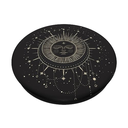 Moon Sun Stars Astrology Black PopSockets Standard PopGrip