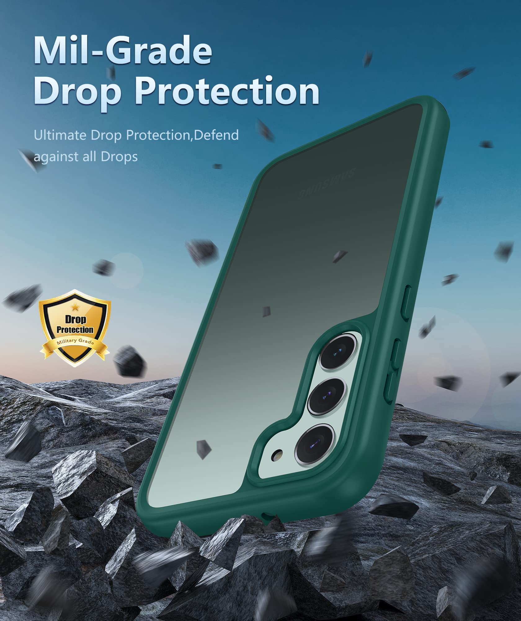 FNTCASE for Samsung Galaxy S23 Case: Military Grade Drop Proof Protection Mobile Cover with Built-in Screen Protector | Rugged Shockproof TPU | Protective Sturdy 5G Phone Case 6.1'' - Black