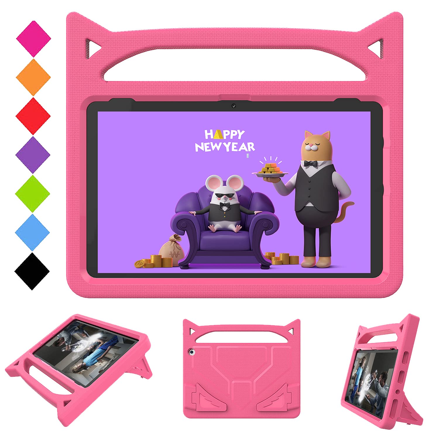 Fire HD 10 Case & Fire HD 10 Plus Kids Cases (11th Generation,2021 Release), BORXJNM Lightweight ShockProof Kid-Proof Cover with Stand for Amazon Kindle Fire HD 10 Kids Tablet & Kids Pro Tablet - Pink