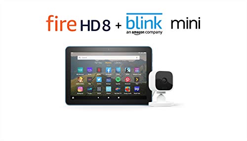 Fire HD 8 Smart Home Bundle including Fire HD 8 Tablet 32 GB Ad-Supported (Twilight Blue) with Blink Mini Camera