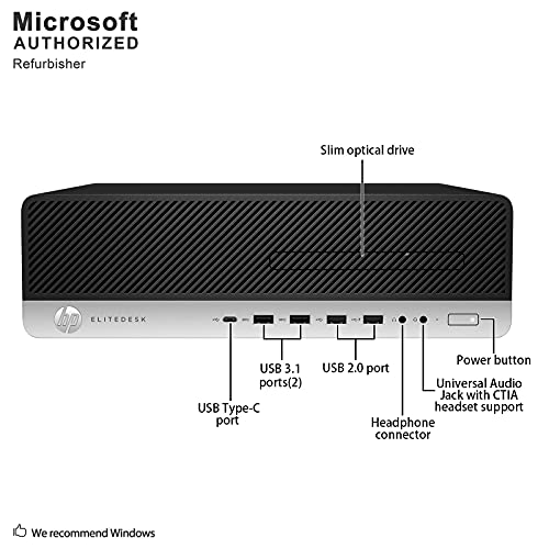 HP EliteDesk 800 G3 Small Form Factor PC, Intel Core Quad i7 6700 up to 4.0 GHz, 16GB DDR4, 1TB SSD, 4K Support, WiFi, BT 4.0, DVDRW, VGA, DP, Win 10 Pro 64-Multi-Language Support En/Sp/Fr(Renewed)