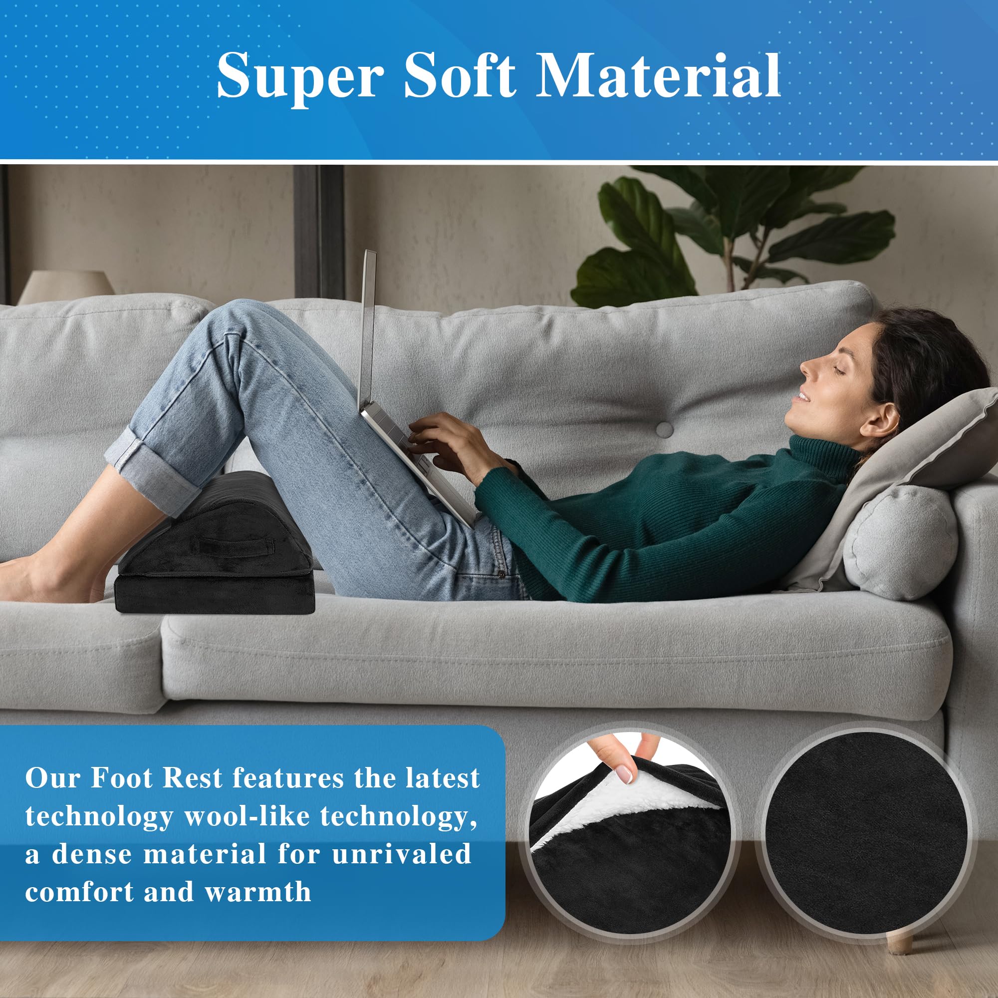Foot Rest Under Desk, Siivton Stool with Wool Fleece Interlayer Leg Pillow Three-Tier Adjustable HeightFootrest Stool for Gaming, Work Rest and Office, Provides Warmth Reduce Back & Leg Pain Relief
