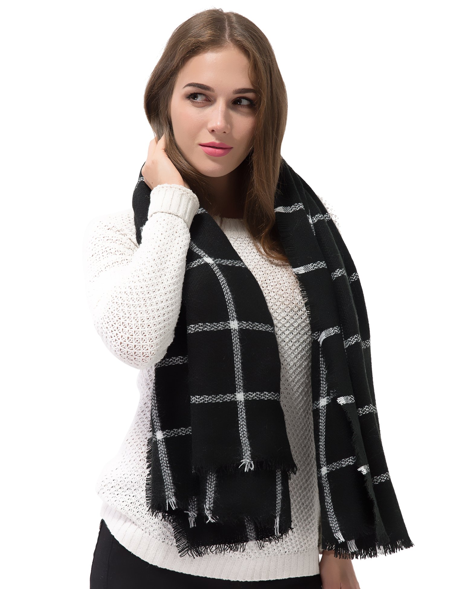 Dimore Trendy Plaid Blanket Scarf Women Big Oversized Long Scarves Warm Winter Tartan Checked Shawl Wrap Scarf Gift…
