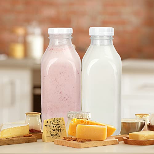 Moretoes 5pcs 32oz Glass Milk Bottles with Lids Glass Juice Bottles Reusable Clear Containers for Milk Juice Milkshake Honey Jam