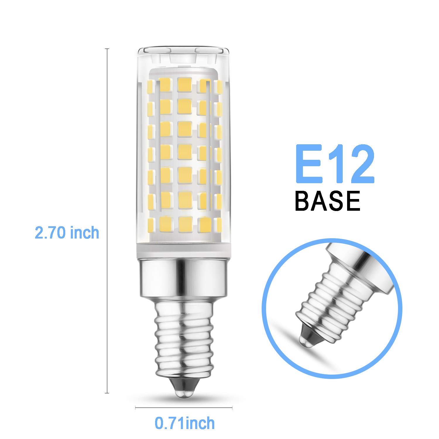 E12 LED Bulbs, 6W Candelabra LED Bulbs 60 Watt Equivalent,Chandelier Light Bulbs 6000K Daylight White 480 Lumen Non-dimmable for Ceiling Fan Decorative Lighting - 3 Pack