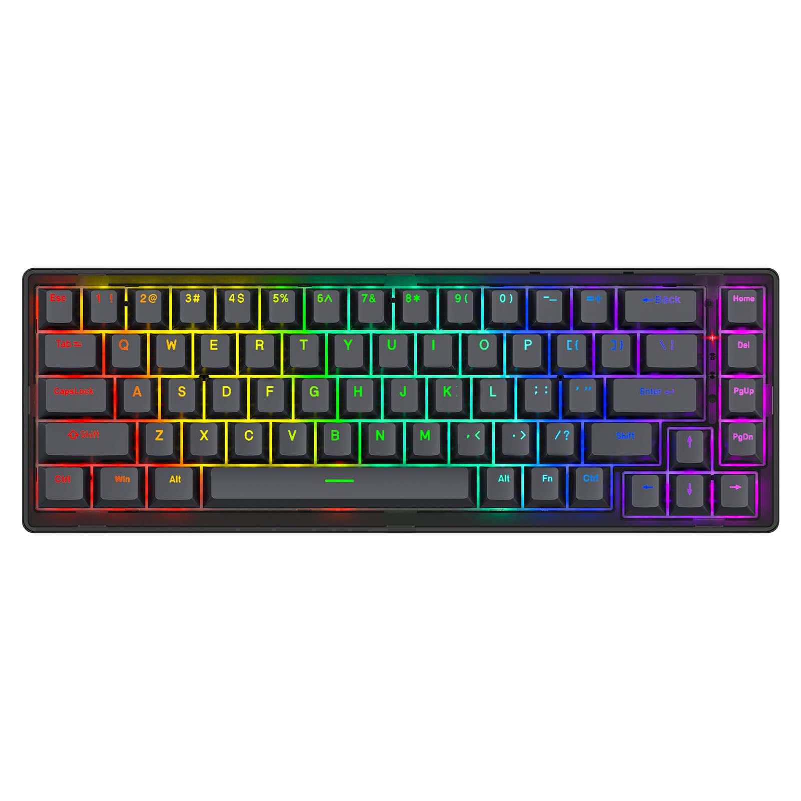 NPET K611 Wireless 60% Triple Mode BT5.0/2.4G/USB-C Mechanical Keyboard, 68 Keys Bluetooth Mechanical Keyboard, Compact Gaming Keyboard for Windows/Mac/Android/iOS (Hot Swappable Red Switch, Black)
