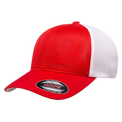 Flexfit Men's 360 Omnimesh Cap, Red/White, L/X-Large