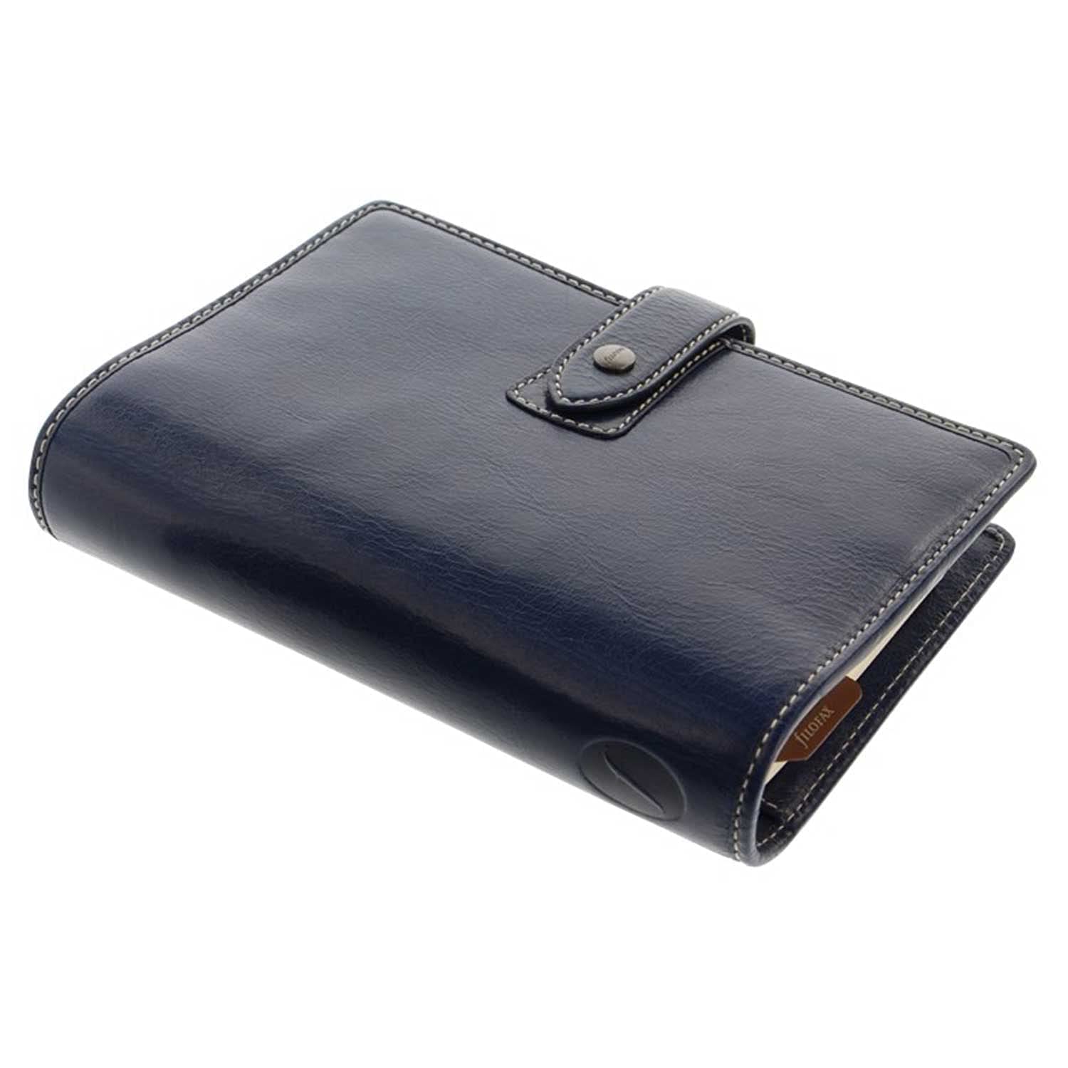 Filofax Malden Personal Navy Leather Organizer Agenda Calendar Bundle with DiLoro Ballpoint Pen (Navy 2022 with Pen, Personal Paper Size 6.73'' x 3.74''), 028614-22-DLP