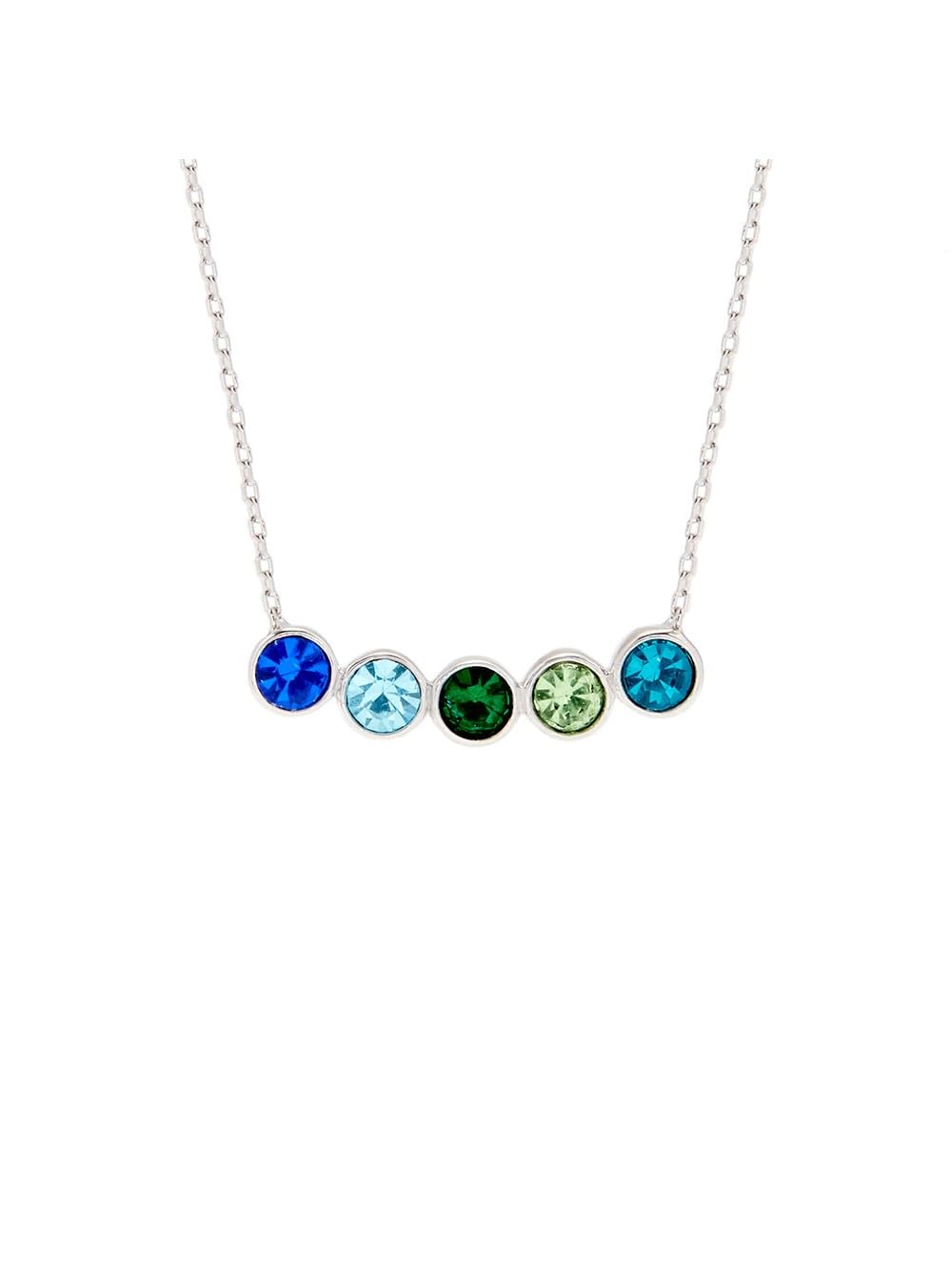 EVE'S ADDICTION Women's Personalized Sterling Silver Five Birthstone Necklace, 16" Chain - Custom CZ Bezel Set Necklace - Gift for Grandma - Gifts for Mom