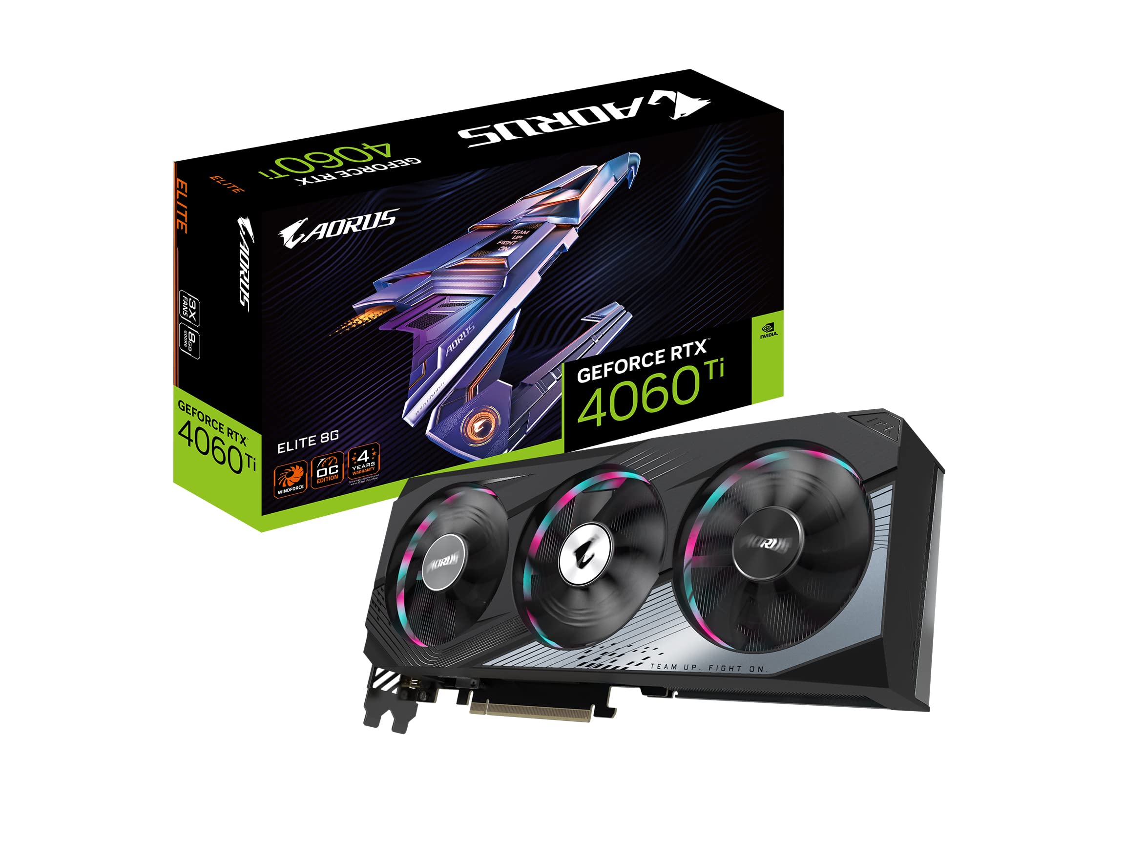 GIGABYTE AORUS GeForce RTX 4060 Ti Elite 8G Graphics Card, 3X WINDFORCE Fans, 8G 128-bit GDDR6, GV-N406TAORUS E-8GD Video Card