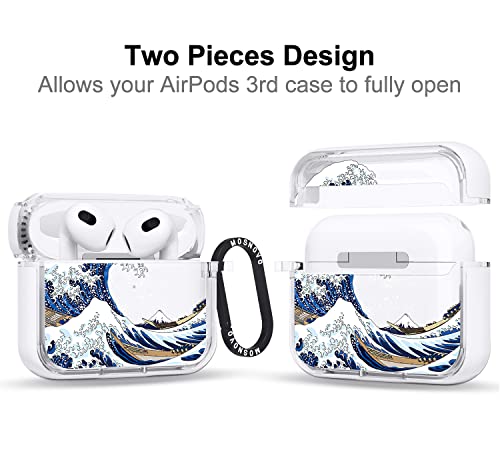 MOSNOVO Airpods 3 Case, Apple Airpods 3 Case, Cool Tokyo Wave Clear Case Design with Luxe Metal Ring Shockproof Protective Cover Case for AirPods 3rd Generation