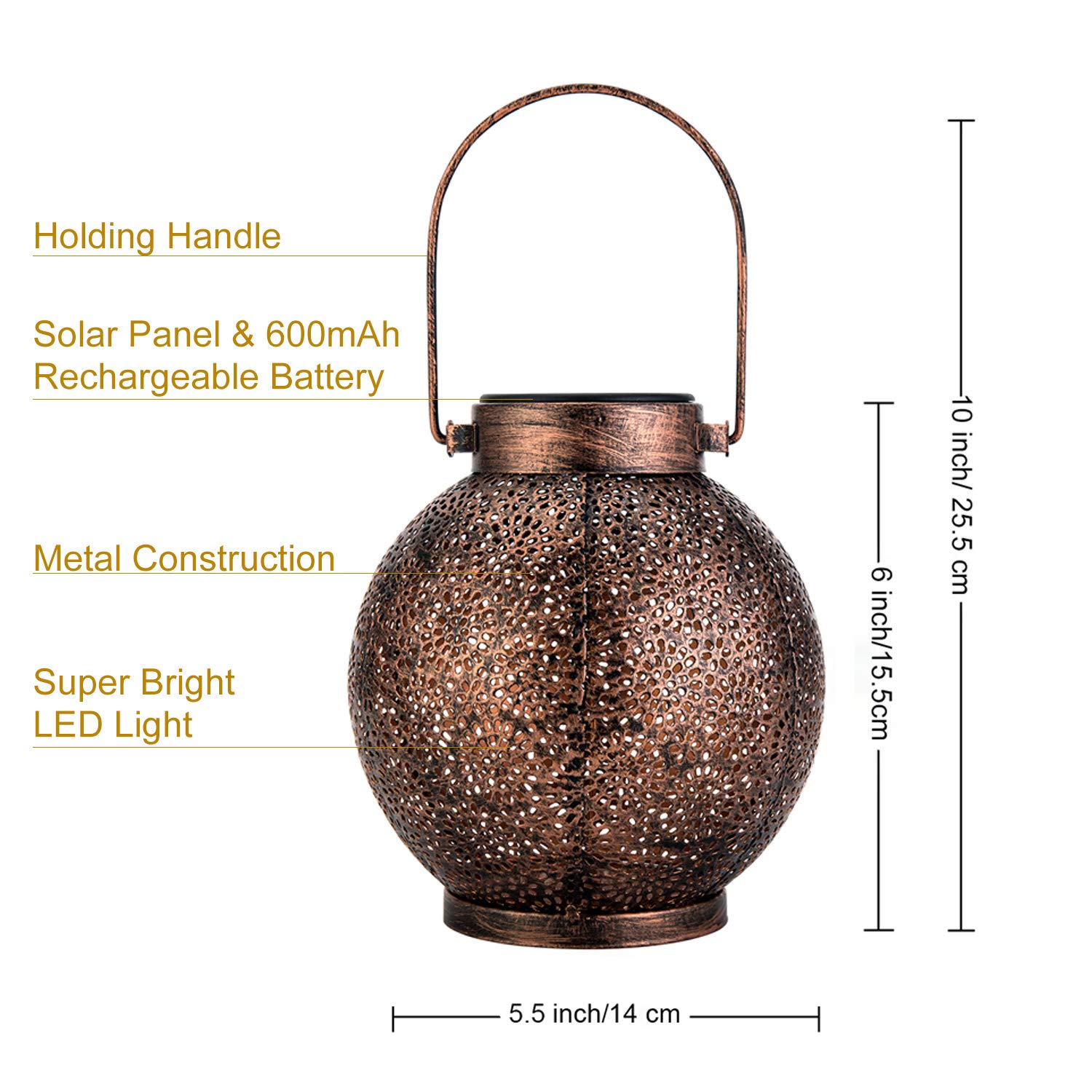 EXCMARK 2 Pack Solar Lanterns Outdoor Hanging Lights Decorative, Solar Outdoor Decorations for Patio Garden Yard Porch and Tabletop.