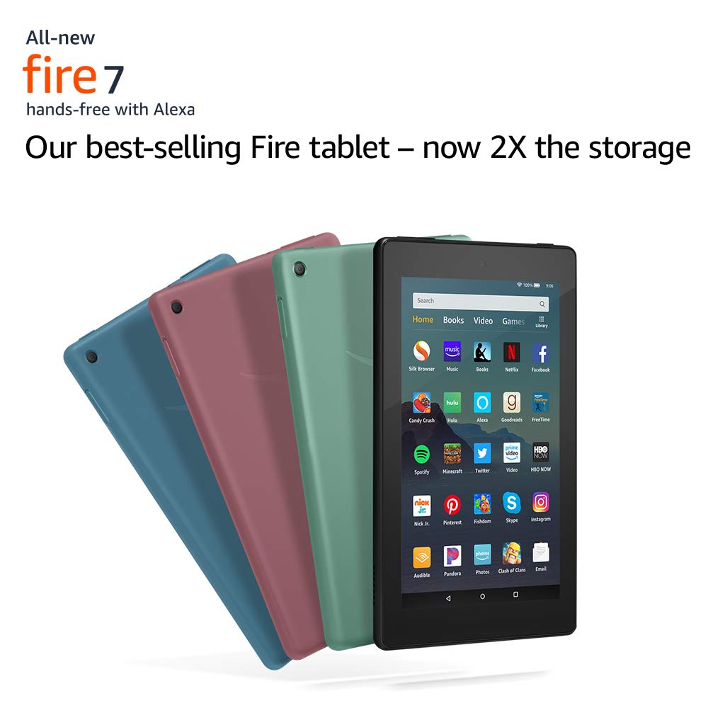 Fire 7 Essentials Bundle including Fire 7 Tablet, Amazon Standing Case, and Nupro Anti-Glare Screen Protector