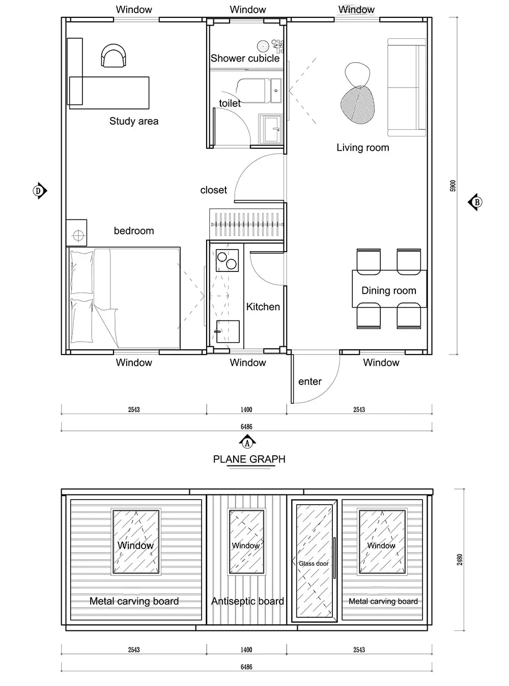 Prefab Expandable Container Home for Residential & Commercial Purposes, 1 Bedroom,Kitchen,Toilet and with Extra Space 92 m²