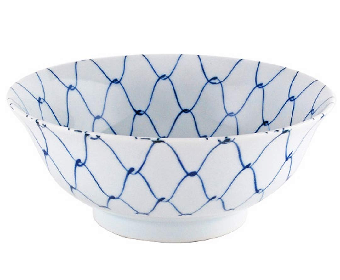 Happy Sales HSRBS-LTSM2, Multi Purpose Large Bowls Japanese Minoyaki Porcelain Ramen Bowl Set 34 fl oz With Melamine Spoons, Bamboo Chopsticks Noodle Bowls Set Made in Japan, Lotus design