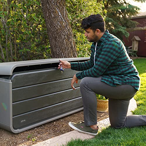 Lifetime 60367 Modern Deck Box, 136 Gallon Outdoor Storage Container, Gray