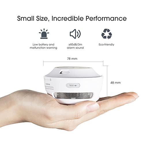 X-Sense Mini Smoke Detector, 10-Year Battery Photoelectric Smoke Fire Alarm with LED Indicator & Silence Button, XS01