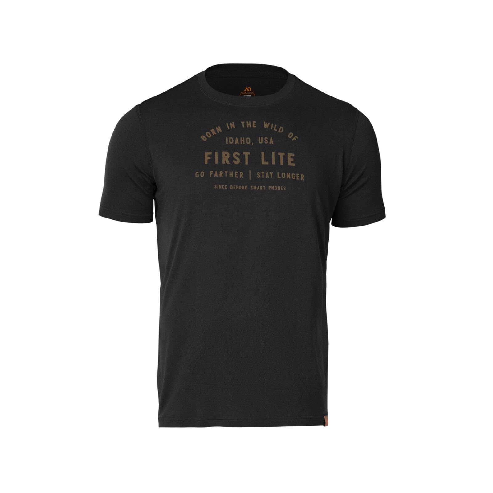 First Lite Men's Aerowool Tech Tee - Durable Merino Wool T-Shirt - Black (Standard Issue) - XX-Large