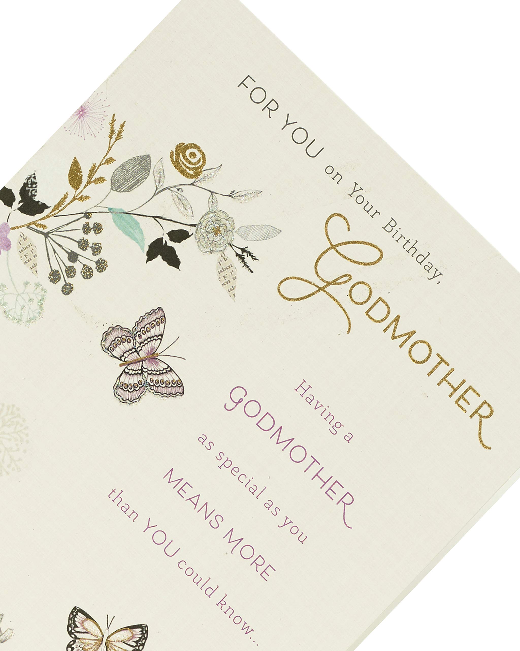 UK Greetings Godmother Birthday Card - Birthday Card for Her - Flowers and Butterflies Design