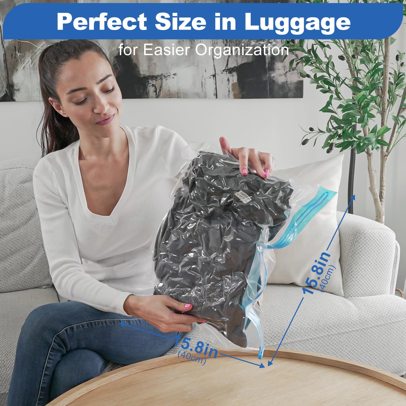 VMstr Vacuum Storage Bags, Carry-on Size, 6 Pack Refill Set (15.8 "x 15.8")