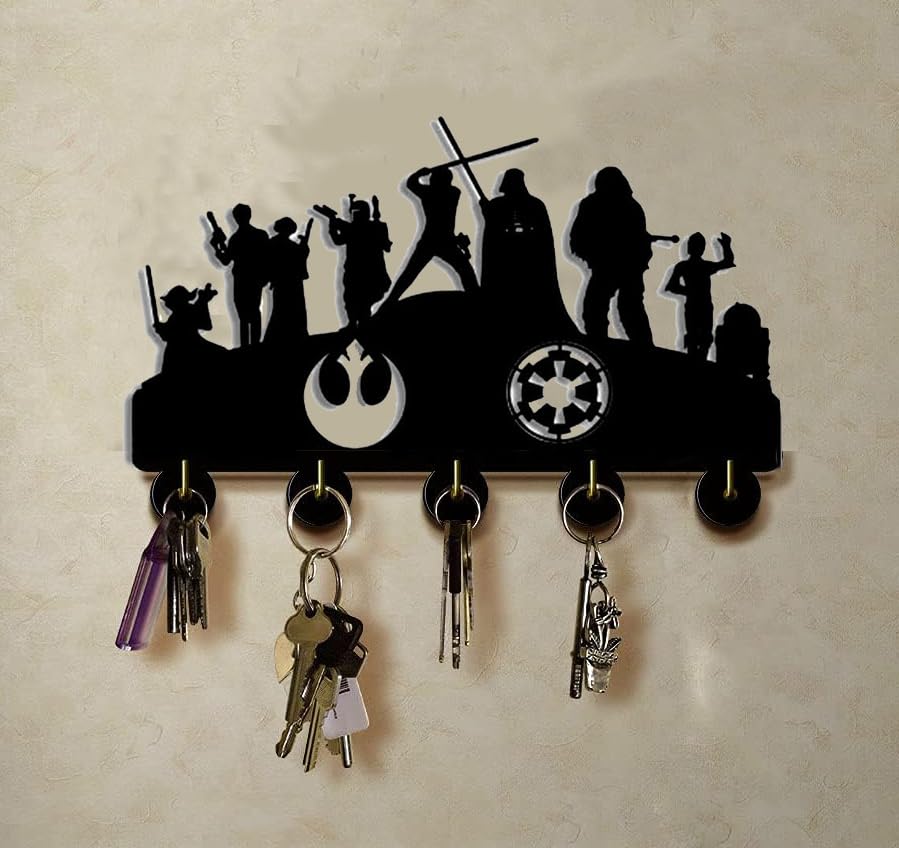 Wall Hanger Wall Hook Key Holder Key Hanger Wall Key Rack Wood Wall Key Holder with 5 Metal Hooks Personalized Gift Home Housewarming Gift S2