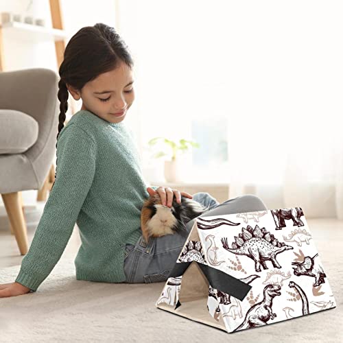 RATGDN Small Pet Hideout Dinosaurs Two Color Doodle Hamster House Guinea Pig Playhouse for Dwarf Rabbits Hedgehogs Chinchillas