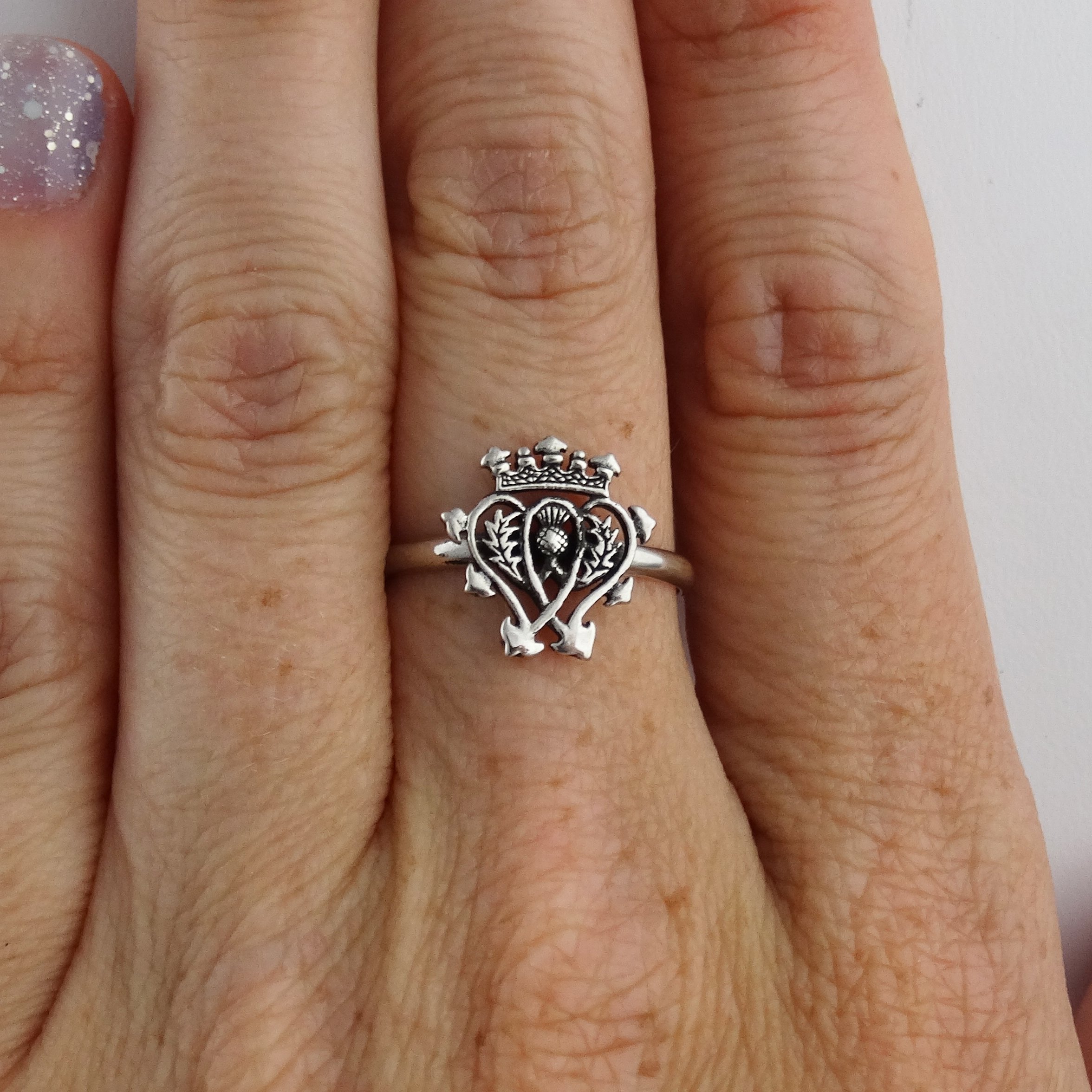 FashionJunkie4Life Sterling Silver Scottish Luckenbooth Ring with 2mm Band, Sizes 6, 7, 8, 9 (7)