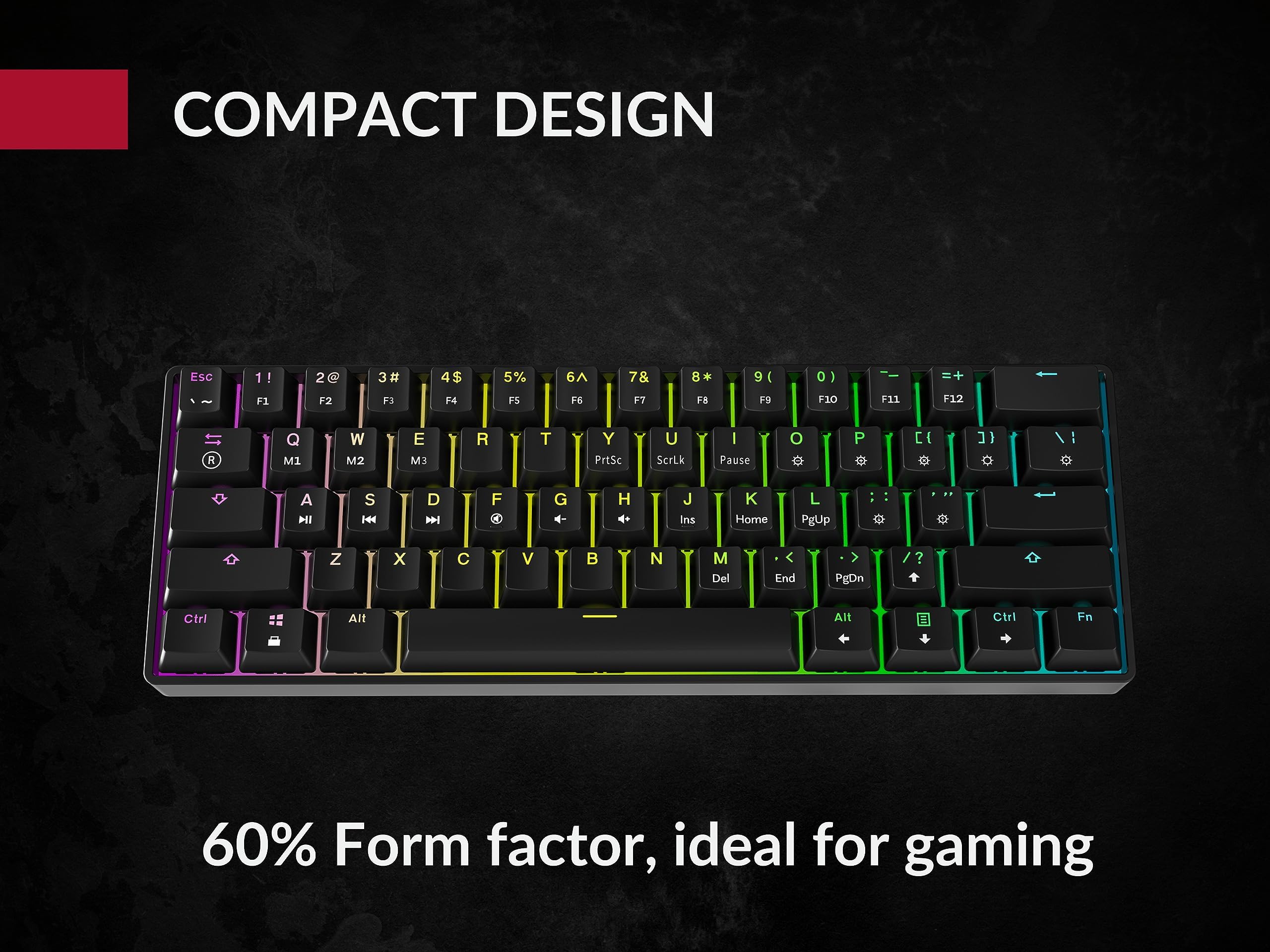GK61 Mechanical Gaming Keyboard - 61 Keys Multi Color RGB Illuminated LED Backlit Wired Programmable for PC/Mac Gamer (Gateron Optical Yellow, Black)