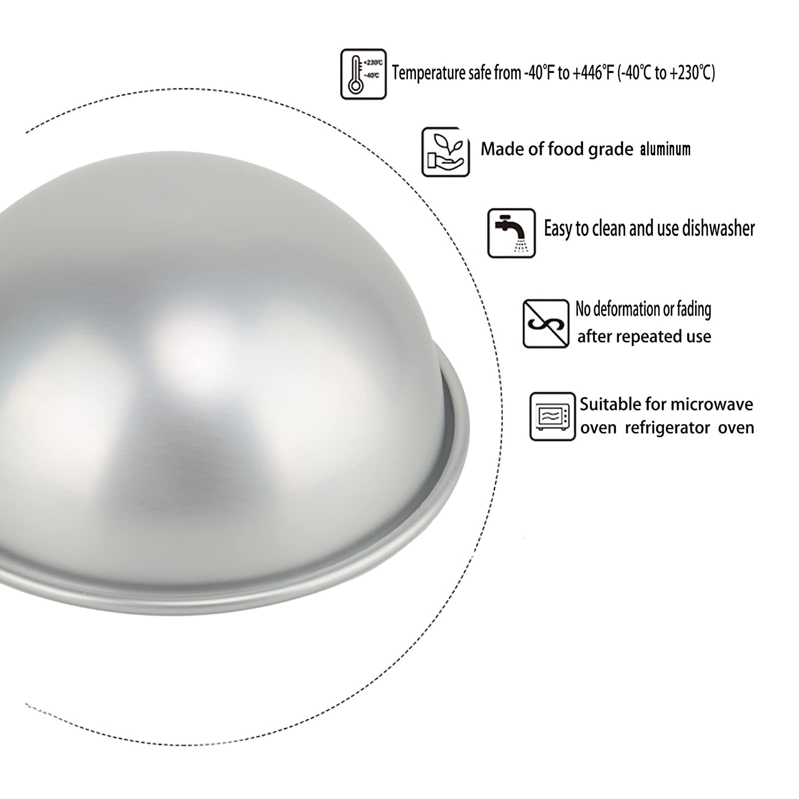 Kundalini 6inch Ball Cake Pan Dome Cake Pan Anodized Aluminum Hemisphere Pan 3D 6inch Sport Ball Cake Pan DIY Birthday Cake Pan