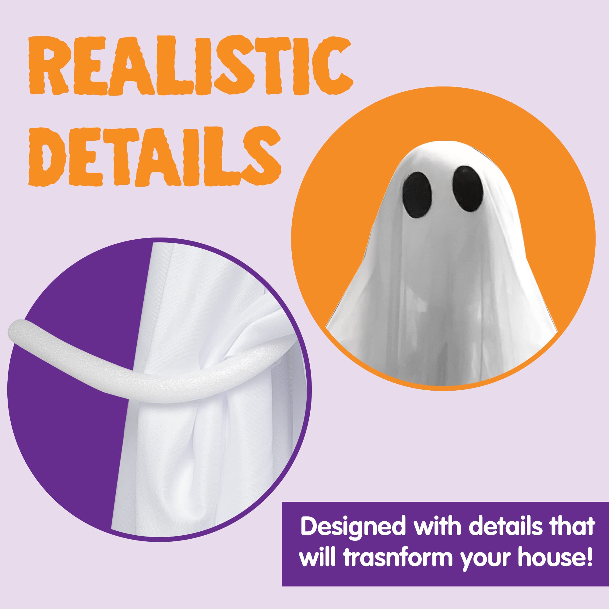 JOYIN Halloween Hanging Light up Ghost with Spooky Blue LED Light, 47β White Hanging Ghosts, Best Halloween Hanging Decoration for Front Yard Patio Lawn Garden Party Decor Indoor Outdoor