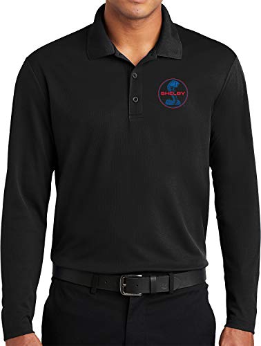 Ford Mustang Shelby Blue and Red Long Sleeve Polo, Black Small
