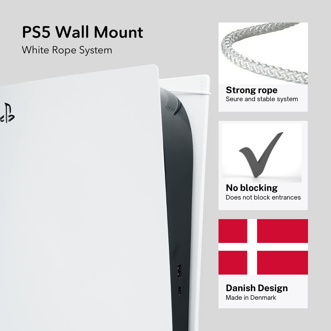 FLOATING GRIP Wall Mount Compatible with PS5 β Disk/Digital Edition (Bundle: Fits PS5 + 2X Controllers, White)