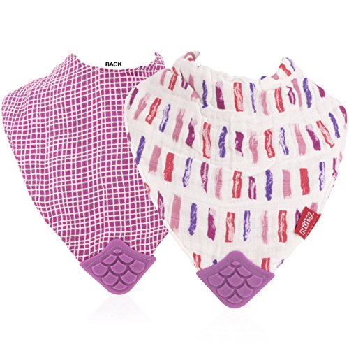 Nuby Reversible 100% Natural Cotton Muslin 2 Piece Teething Bib (Colors/Prints May Vary) (Pack of 2)