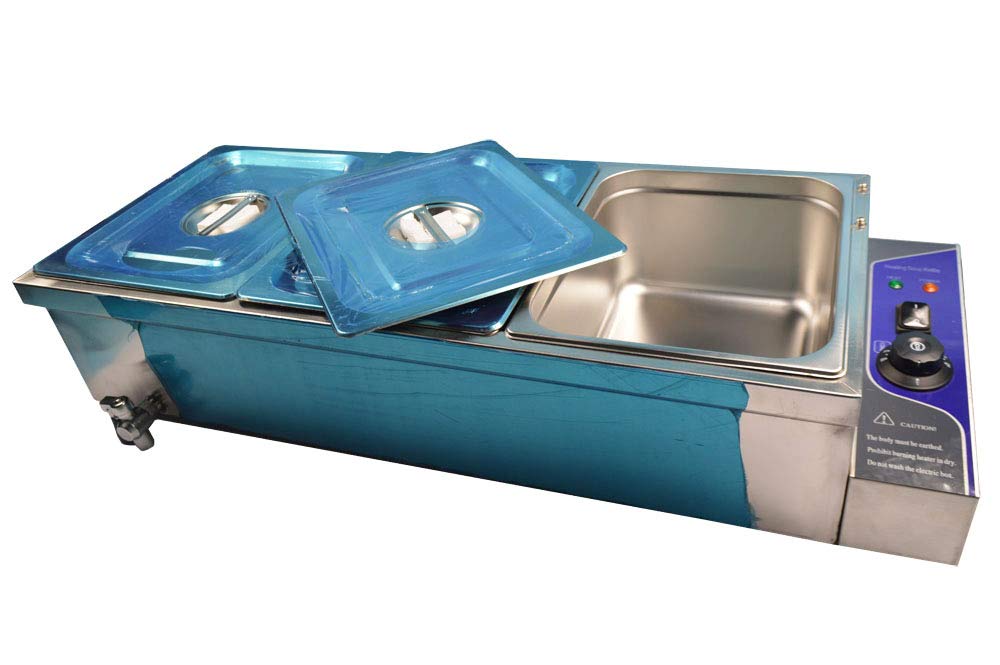 TECHTONGDA Food Soup Warmer Stove Bain Marie Commercial Canteen Buffet Steam Heater 12x8.7x6inch Pan 3 Pan
