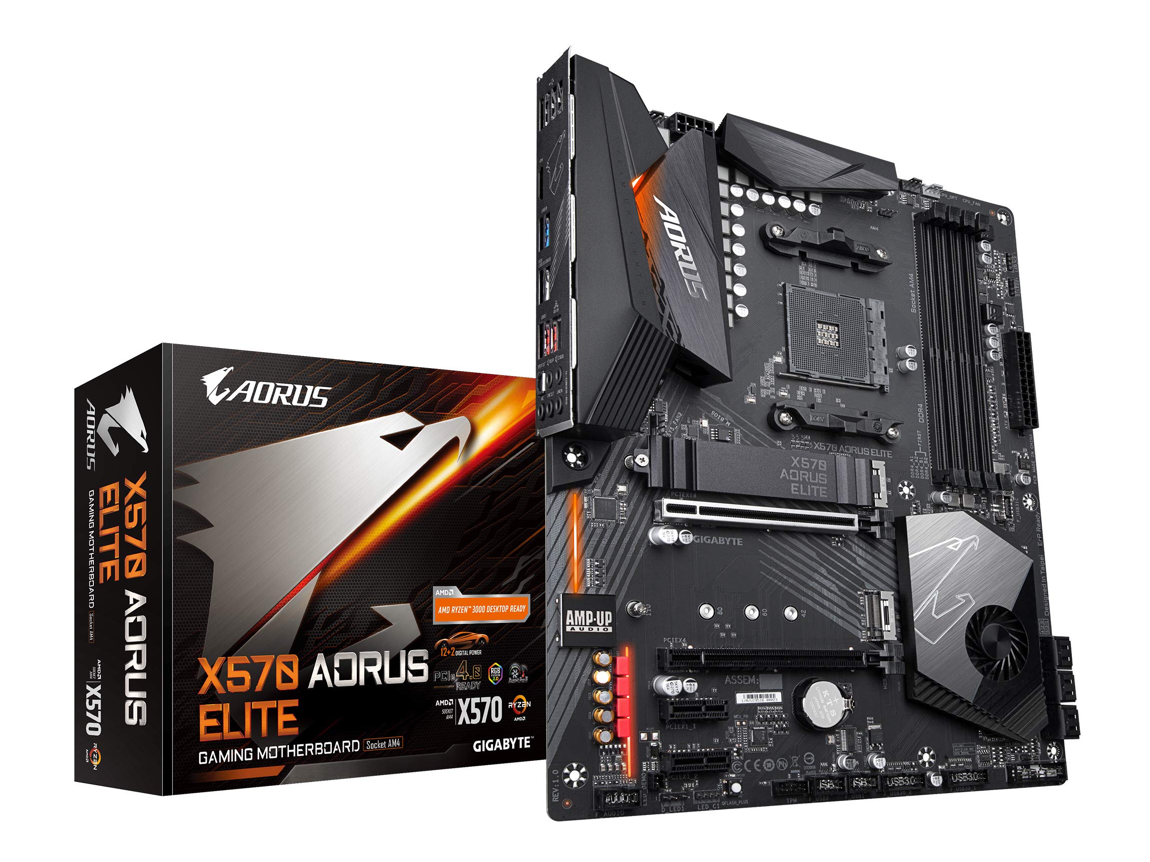 GIGABYTE X570 AORUS Elite (AMD Ryzen 3000/X570/ATX/PCIe4.0/DDR4/USB3.1/Realtek ALC1200/Front USB Type-C/RGB Fusion 2.0/M.2 Thermal Guard/Gaming Motherboard) (Renewed)