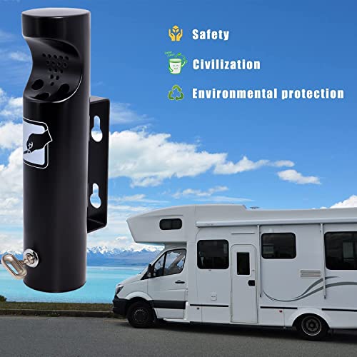 Wall Mounted Outdoor Stainless Steel Cigarette Butt Receptacle (Black, 1pcs)