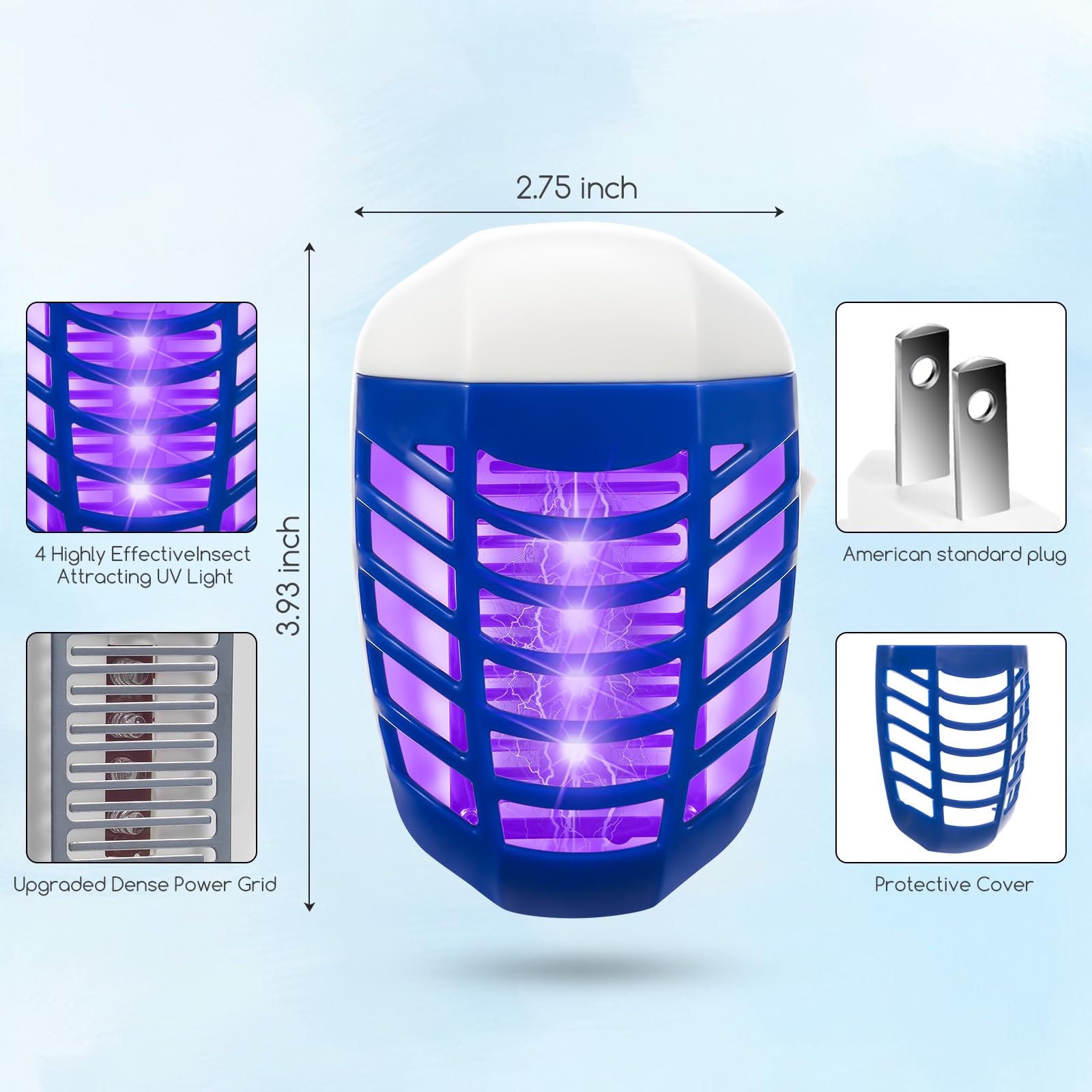 Jahy2Tech Indoor Bug Zapper 6 Pack Electronic Mosquito Zapper Indoor Mosquito Killer Lamp with UV Light Attractant,Plug in Fruit Fly Traps Indoor for Home,Living Room,Office Insect Traps Pest Control