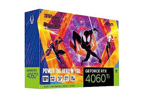 ZOTAC Gaming GeForce RTX 4060 Ti 16GB AMP Spider-Man: Across The Spider-Verse Inspired Graphics Card Bundle, ZT-D40620F-10SMP