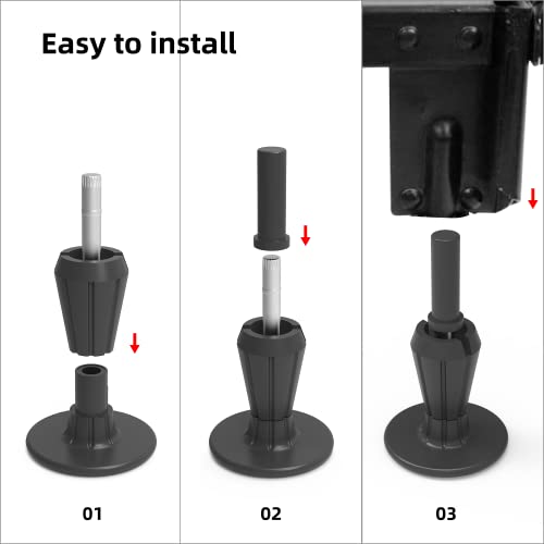 KOHOME 6Pcs Steel Stem Plastic Bed Frame Feet,Sturdy Bed Frame Legs for Replace Wheels,Black