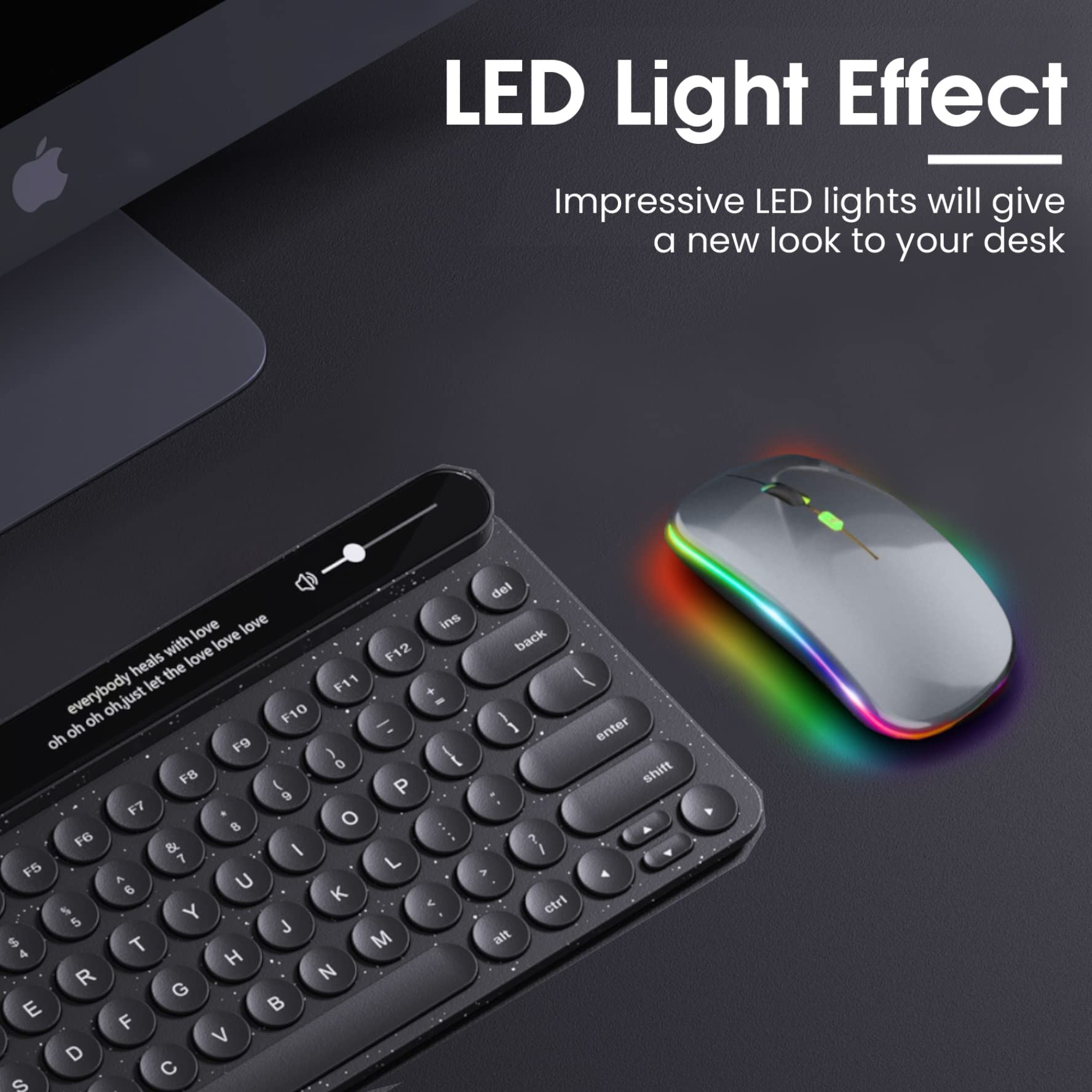 GLOBAL TECH Wireless Mouse, Rose Gold, 2.4GHz, USB Rechargeable, 3 Adjustable DPI Levels, LED Lights, Plug and Play