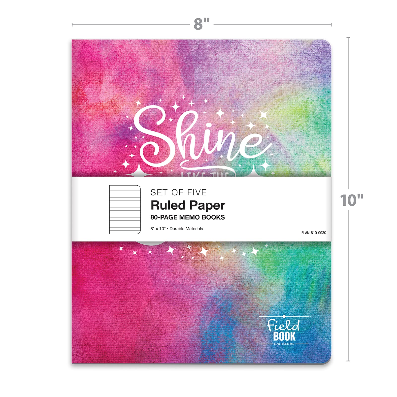 Elan Publishing Company Field Notebook/Journal - 8"x10" - Watercolor Inspiration Covers - Lined - Pack of 5