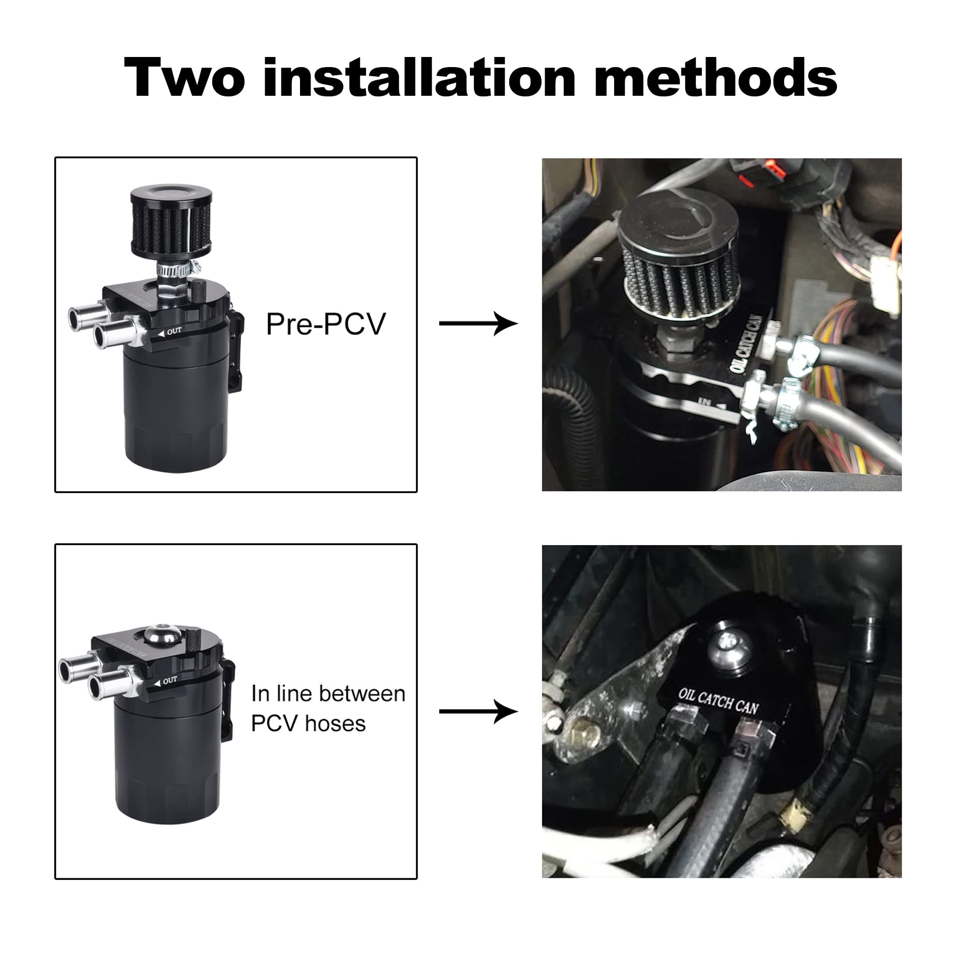 EVIL ENERGY Baffled Oil Catch Can,Oil Separator Catch Can with Breather Filter 300ml Universal Aluminum