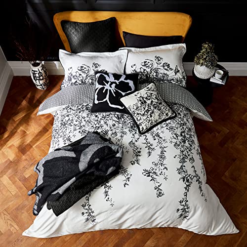 Ted Baker Bedding Full Queen Duvet Cover Set Cotton 3-Piece Breathable All Season Flowers Button Closure Soft Sateen 92 x 96 Inches Elegance Floral, Full/Queen, Ivory