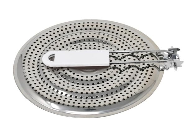 Home-X Stainless Steel Heat Diffuser for Gas and Electric Stove, Induction Cooktop Compatibility, Simmer Plate, Even Heat Distribution, Food Warmer, Flame Guard for Gas Top Cooking, Cool-Touch Handle