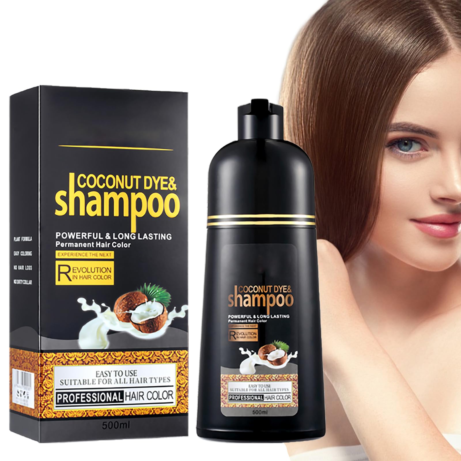 Ivnil Light Brown Hair Dye Shampoo for Instant Hair Color, for Gray Hair, Shampoo 3 in 1, 16.9 Fl Oz