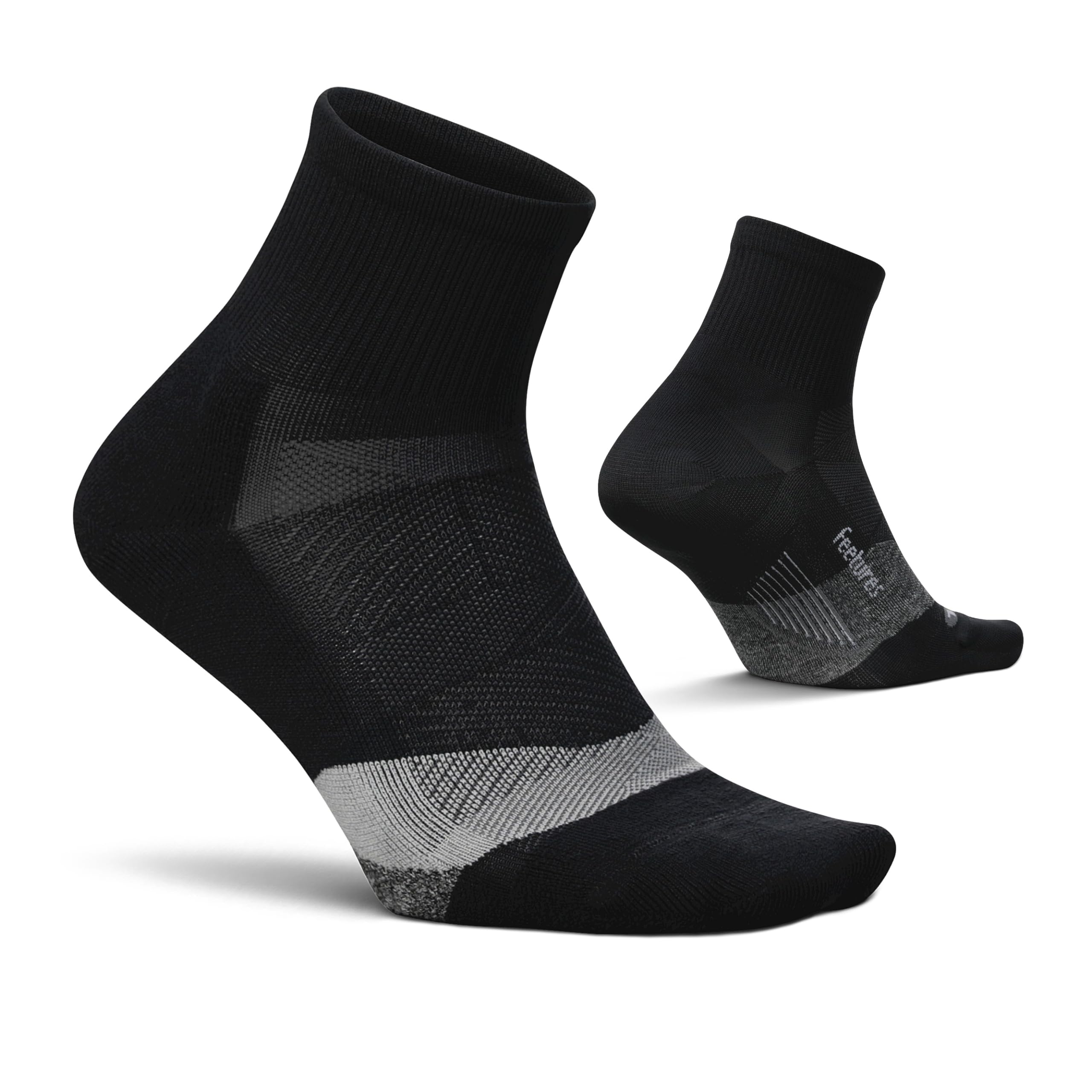 Feetures Elite Light Cushion Quarter Solid - Sport Sock with Targeted Compression - White, XL (1 Pair)