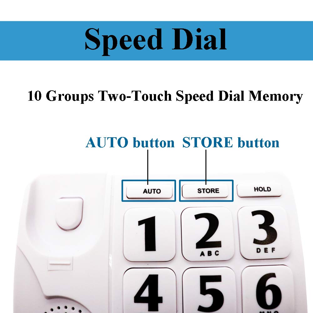 Elderly Phone for Seniors, HePesTer Large Button Phone for Low Vision Amplified Corded Phone Landline Home Telephones Programmable Wall Phone with Extra Loud Ringer