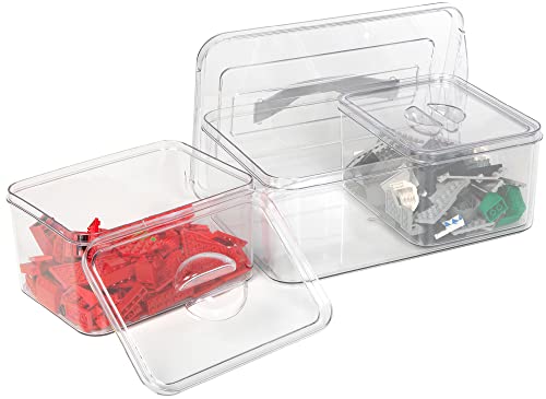Richards Homewares Plastic Storage Containers with Lids for Organizing - 1 Large and 2 Medium Bins - Clear Box for Closet, Kitchen, Pantry, Garage, Toys and Shoes