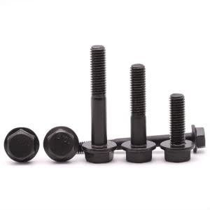 M8-1.25 x 35mm (12 Pack) Flanged Hex Head Bolts, Hexagon Flange Screws Bolts, Black Oxide Finish, 10.9 Grade Alloy Steel, Motocycle Car Bolts Replacements, Partial Thread