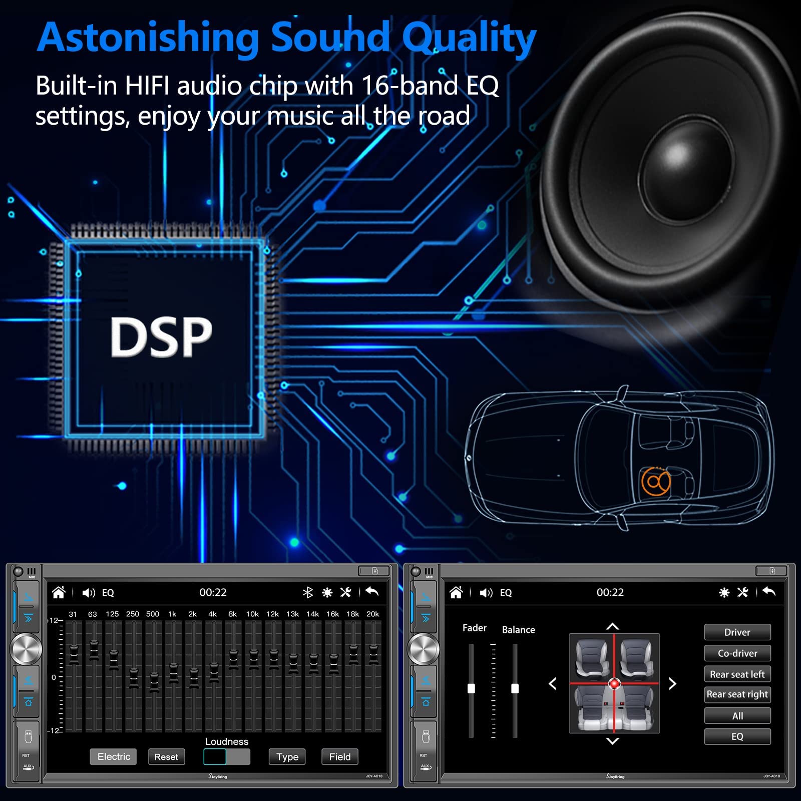 Double Din Car Stereo with Apple CarPlay, Android Auto, Dash Cam, Backup Camera, Bluetooth, Mirror Link, 7-inch Full HD Touchscreen, Subw, SWC, USB/TF/AUX, AM/FM Car Radio
